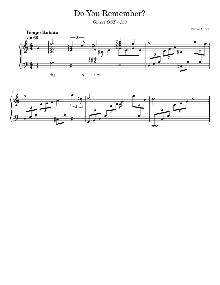Omori - Do You Remember (Spoilers) Sheet Music for Piano (Solo) easy ...