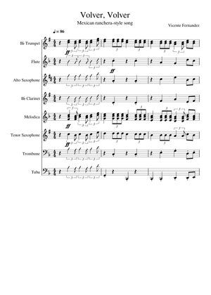 Volver, Volver - Vicente Fernández Sheet Music for Trombone, Tuba ...