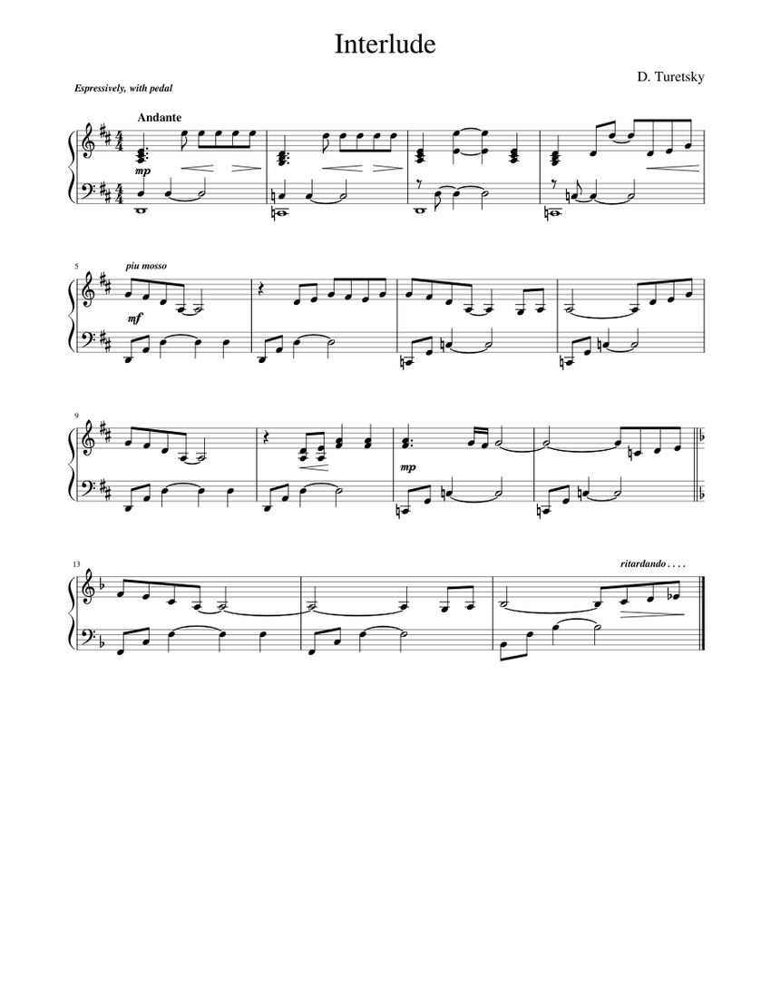 Interlude Sheet Music for Piano (Solo) Easy | MuseScore.com