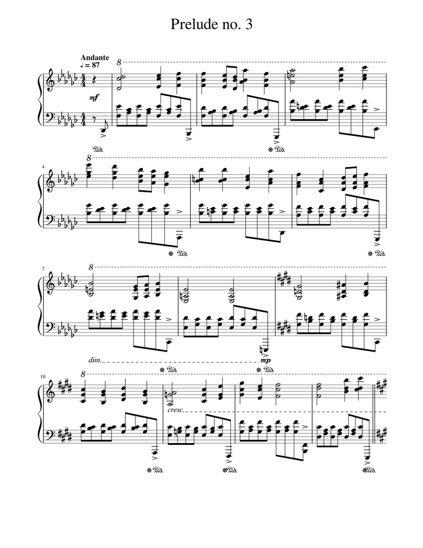 prelude no.3 Sheet music for Piano (Solo) | Musescore.com