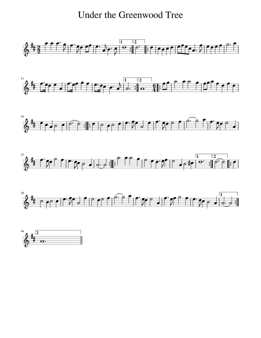 Under the Greenwood Tree Sheet music for Piano (Solo) Easy | Musescore.com