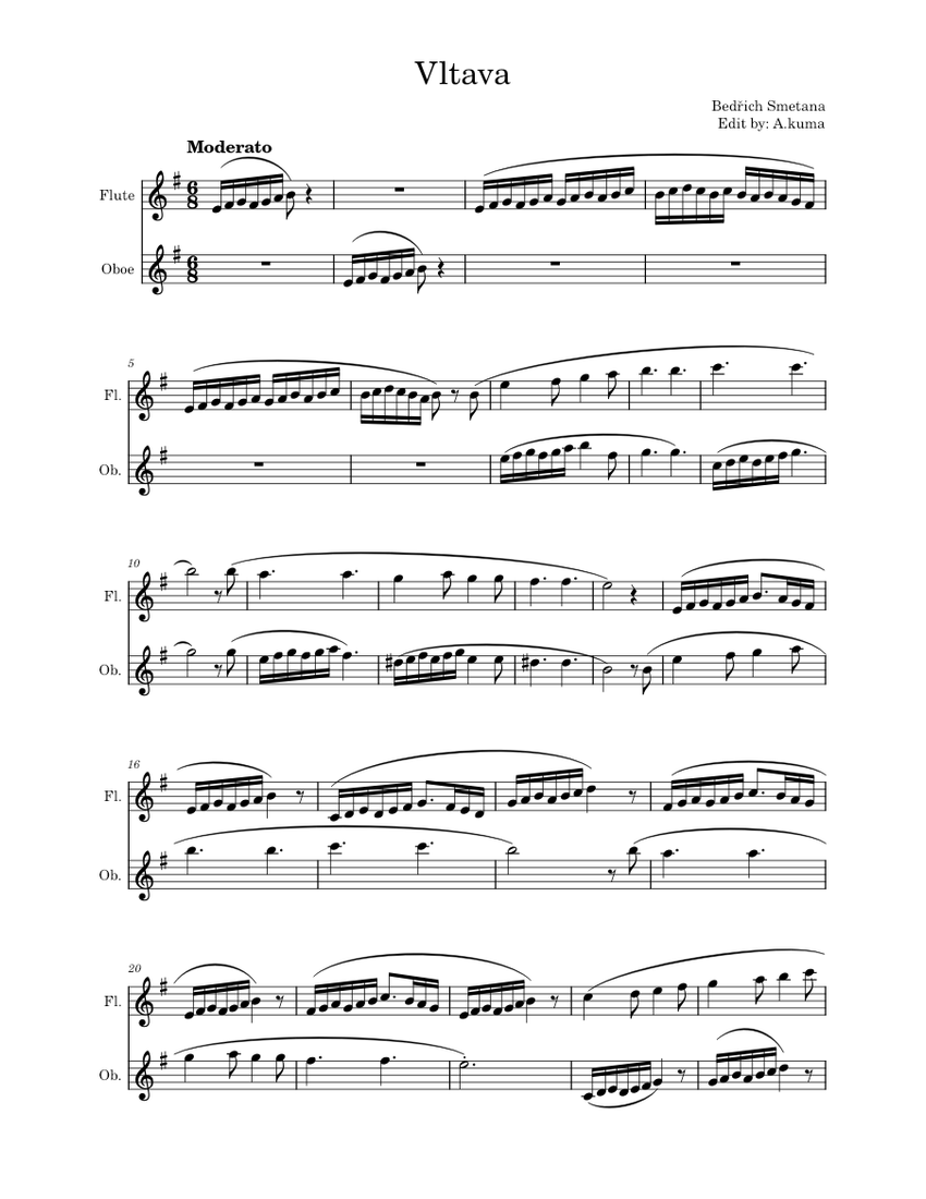 Vltava, JB 1:112/2 – Bedřich Smetana Vltava-Bedřich Smetana Sheet Music ...