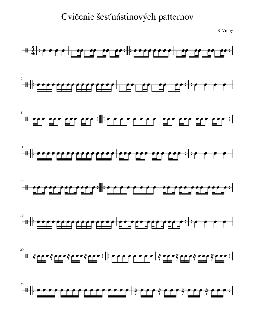 Snare Drum 16th note patterns practice Sheet Music for Snare drum (Solo ...
