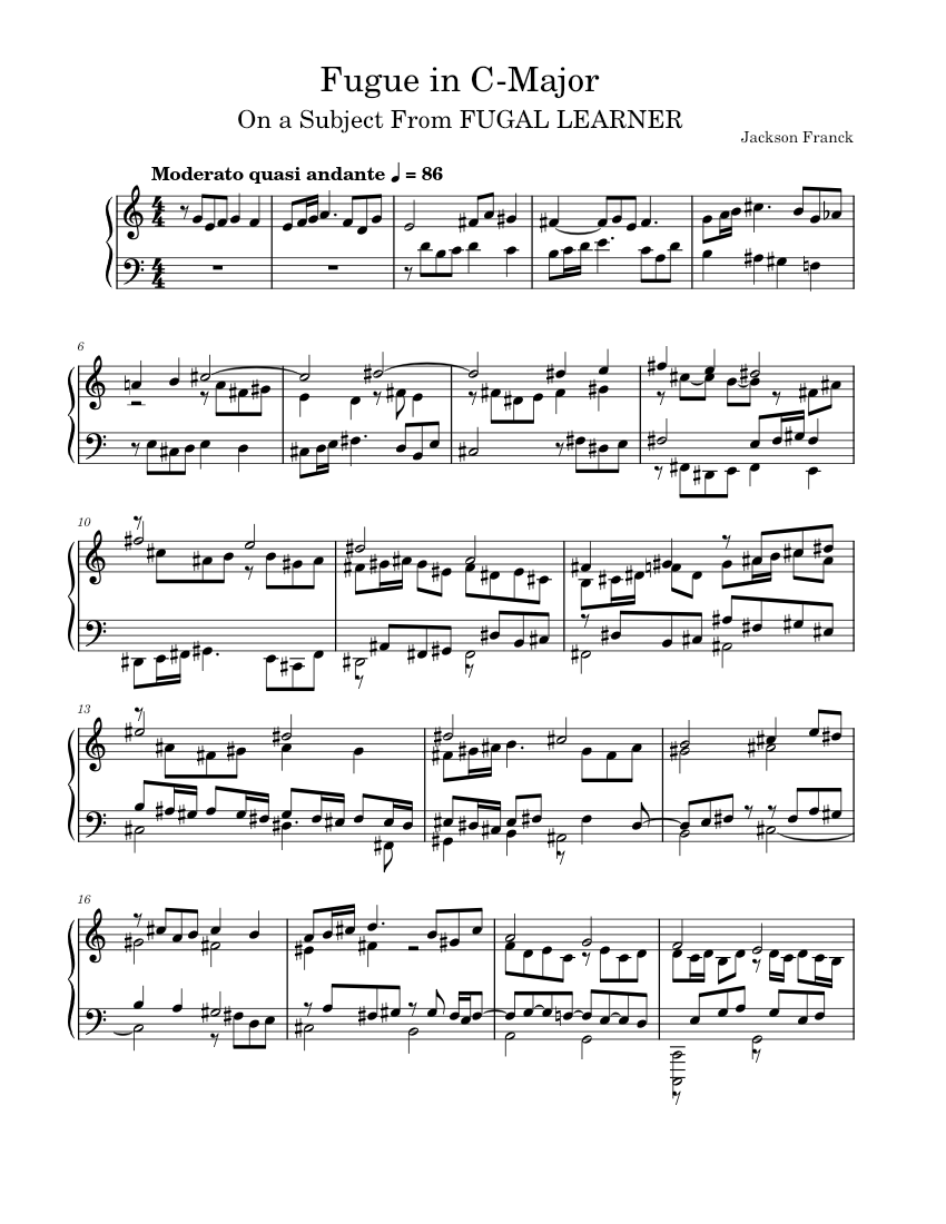Fugue in C-Major - piano tutorial