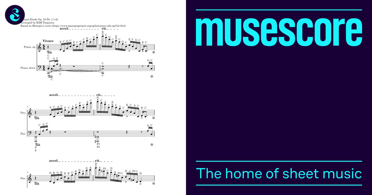 Etude Op.10 No.1 "Waterfall" – Frédéric Chopin (humanized, v2) Sheet ...