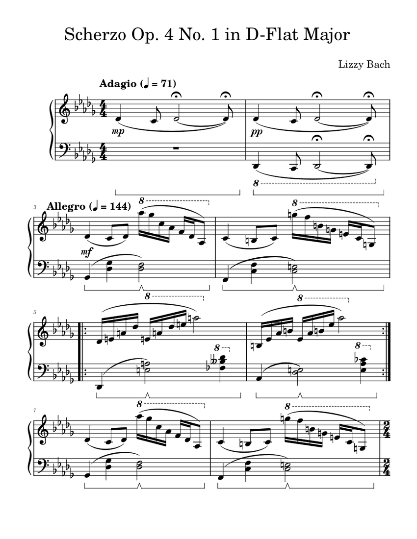 Scherzo Op. 4 No. 1 in D-Flat Major - Lizzy Bach Sheet music for Piano ...