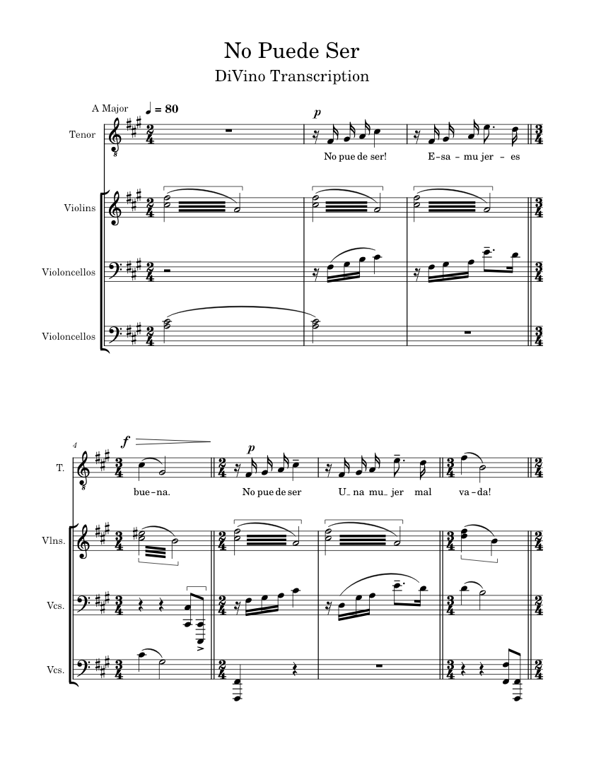 No Puede Ser – Pablo Sorozábal No Puede Ser Sheet Music for Tenor, Strings group (String ...