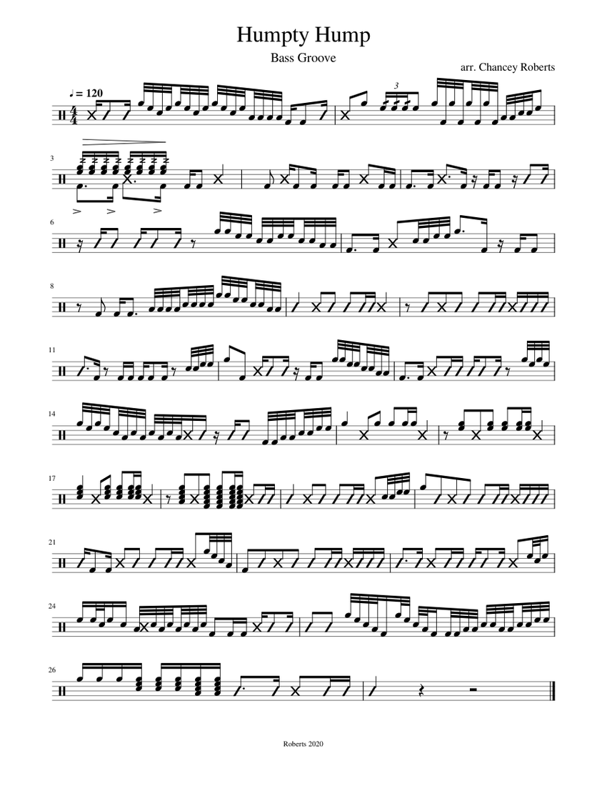 Humpty Hump Sheet music for Bass drum (Solo) | Musescore.com