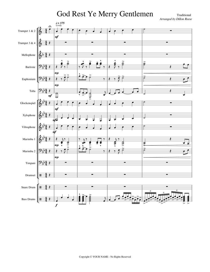 God Rest Ye Merry Gentleman DCI Edition Sheet Music for Tuba, Trumpet ...