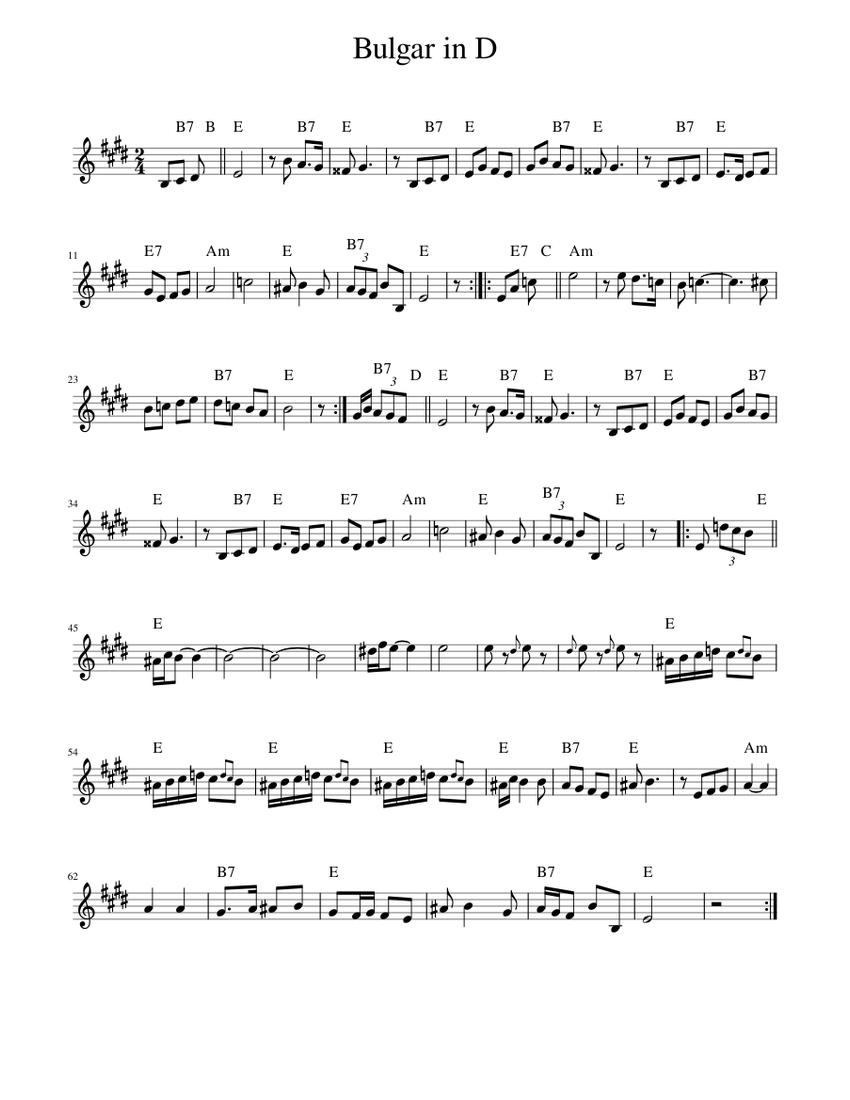 Bulgar in D Sheet music for Piano (Solo) Easy | Musescore.com
