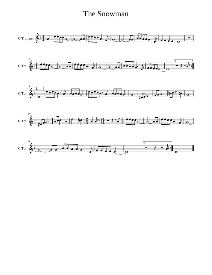 The Snowman Sheet music for Trumpet other (Solo) | Musescore.com