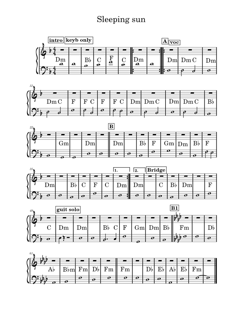 Sleeping sun – Nightwish Sleeping sun Sheet Music with Chords for Piano ...