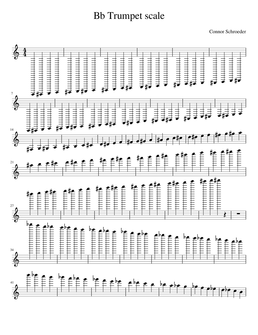 Bb Trumpet scale Sheet Music for Trumpet in b-flat (Solo) | MuseScore.com