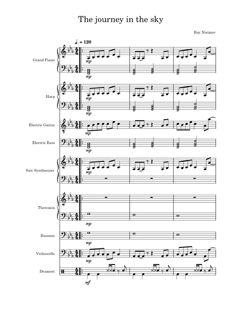 The journey in the sky - Roy Nisimov Sheet music for Piano, Bassoon ...