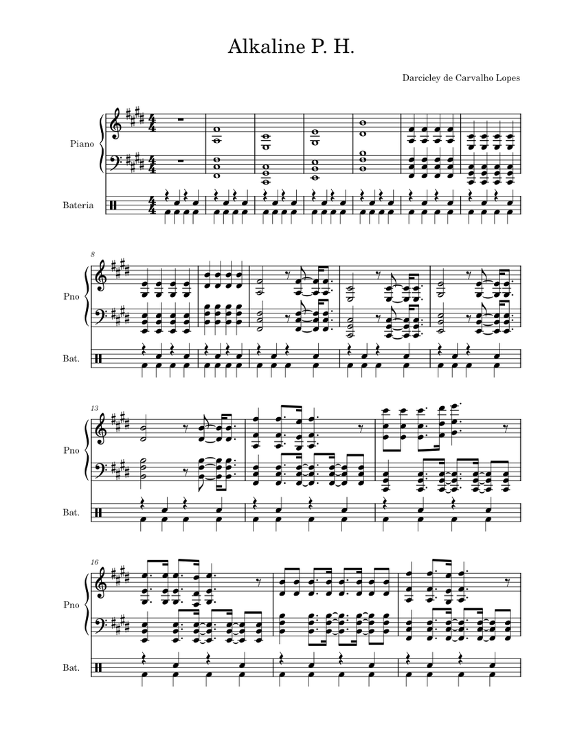 Alkaline P. H. Sheet music for Piano, Drum group (Mixed Duet ...