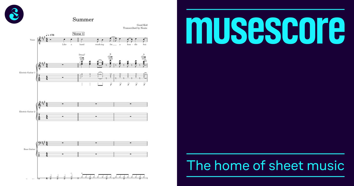 Summer - Good Kid Sheet Music and Tab with Chords for Guitar, Bass ...
