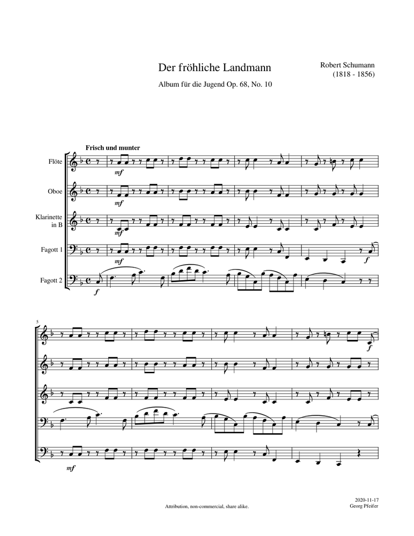 Schumann, Robert: The merry Farmer from Album for the Young, Op. 68 No ...