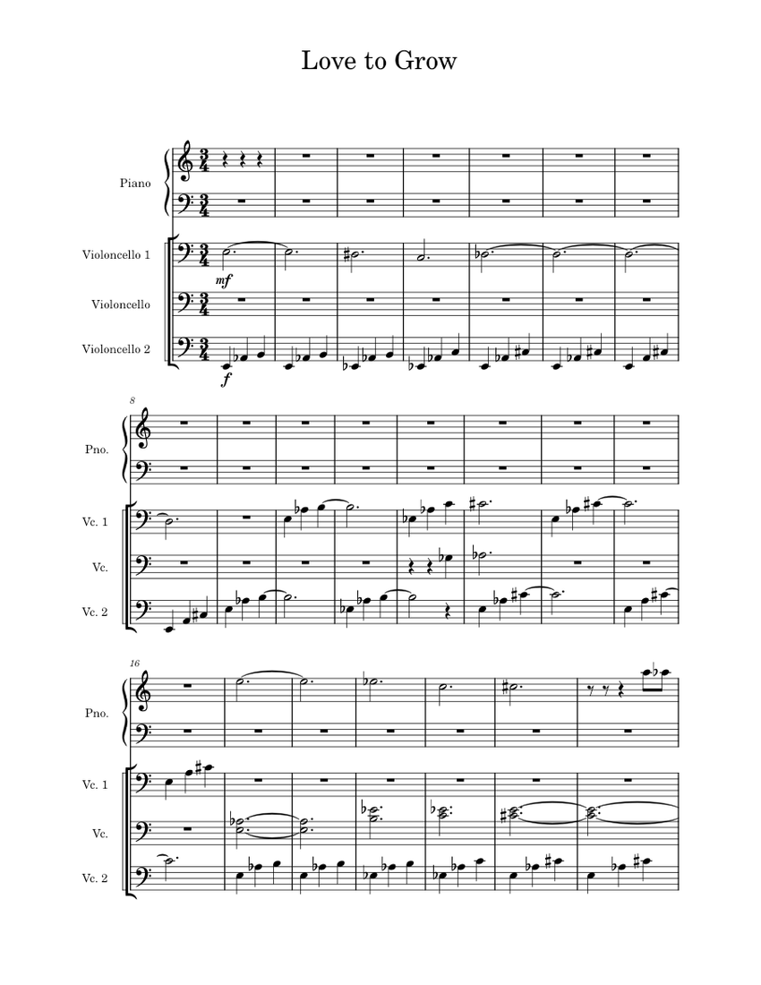 Roses Sheet Music for Piano, Cello (Mixed Quartet) | MuseScore.com
