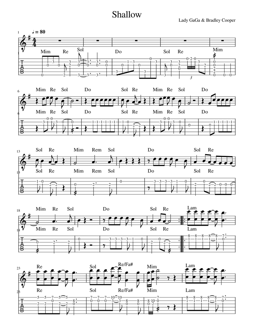 Shallow Sheet music for Guitar (Mixed Duet) | Musescore.com