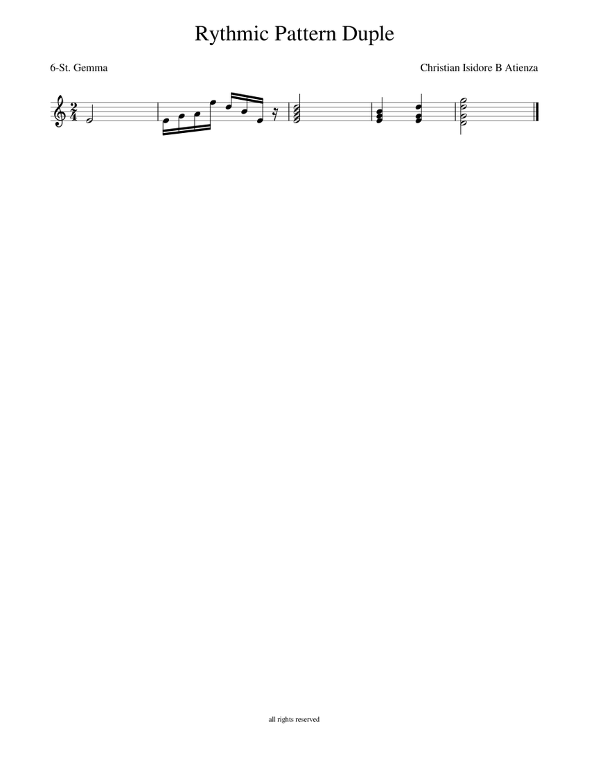 Rythmic Pattern Duple Sheet music for Piano (Solo) Easy | Musescore.com