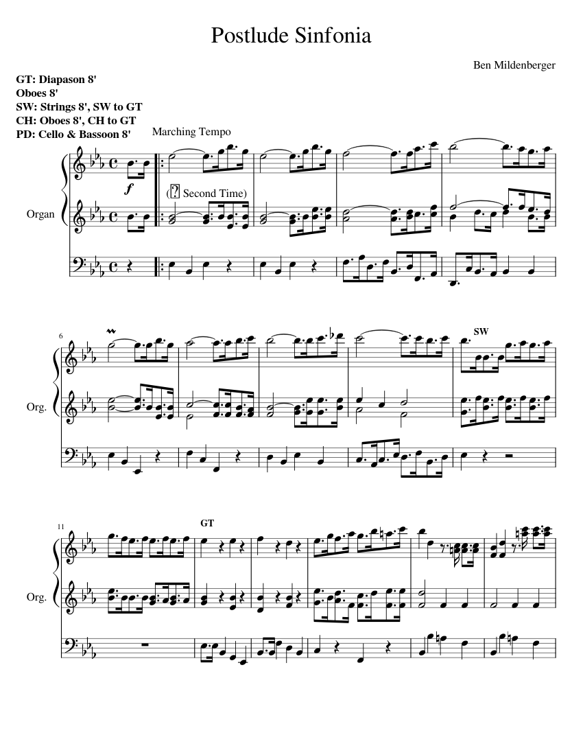Postlude March Sinfonia Organ Sheet music for Organ (Solo) | Musescore.com
