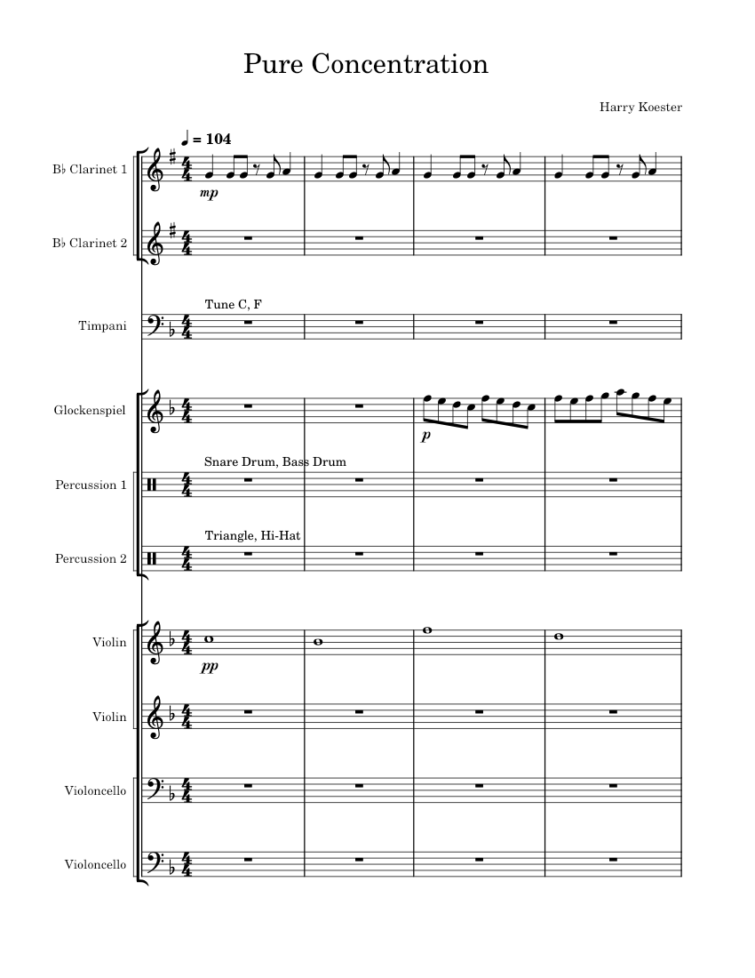 Pure Concentration Sheet music for Clarinet in b-flat, Timpani ...