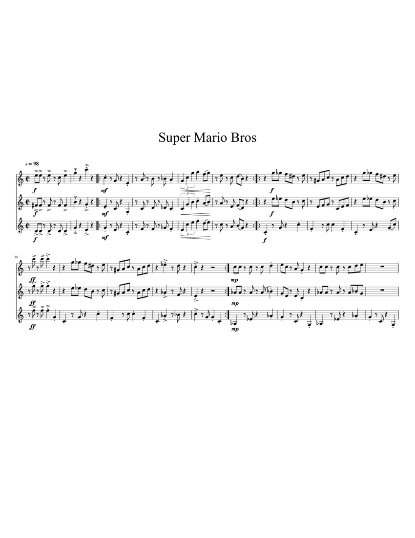 Super Mario Bros Sheet music for Clarinet bass, Woodwinds (other ...
