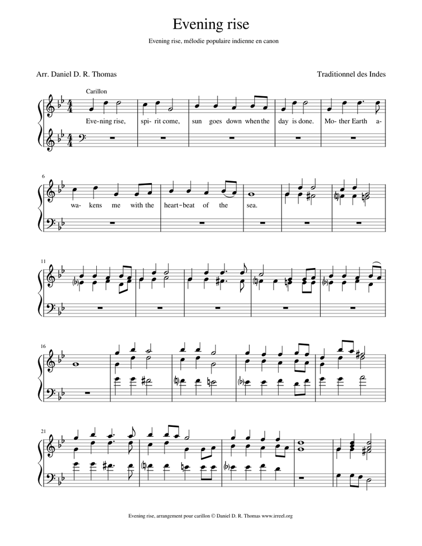 Evening rise, mélodie populaire indienne en canon, arr. Daniel D. R ...