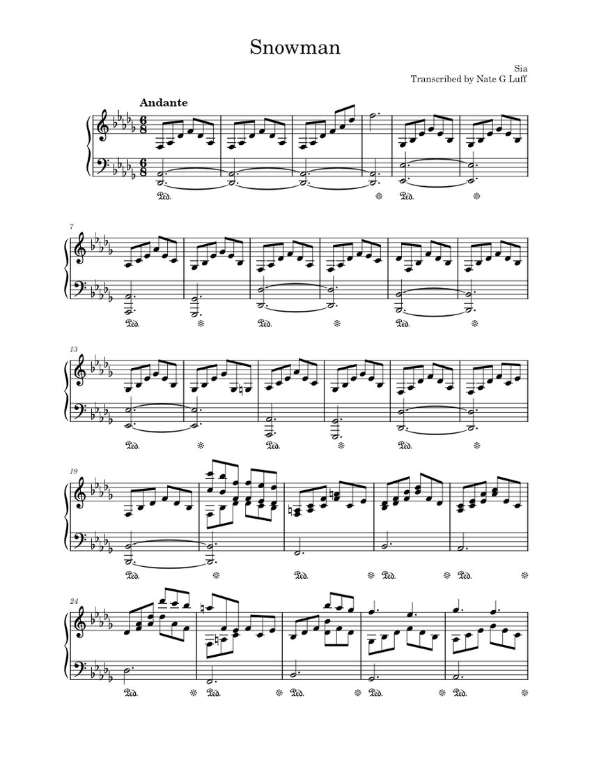 Snowman – Sia Sheet music for Piano (Solo) Easy | Musescore.com