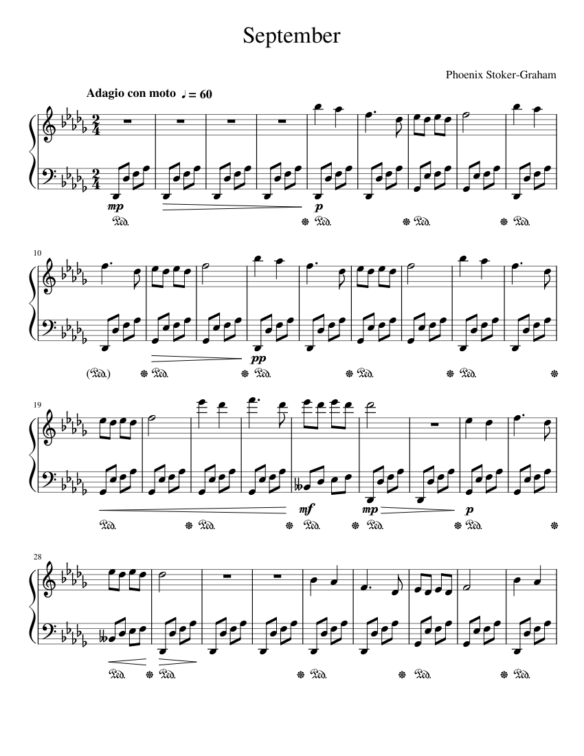 September Sheet Music for Piano (Solo) easy | MuseScore.com