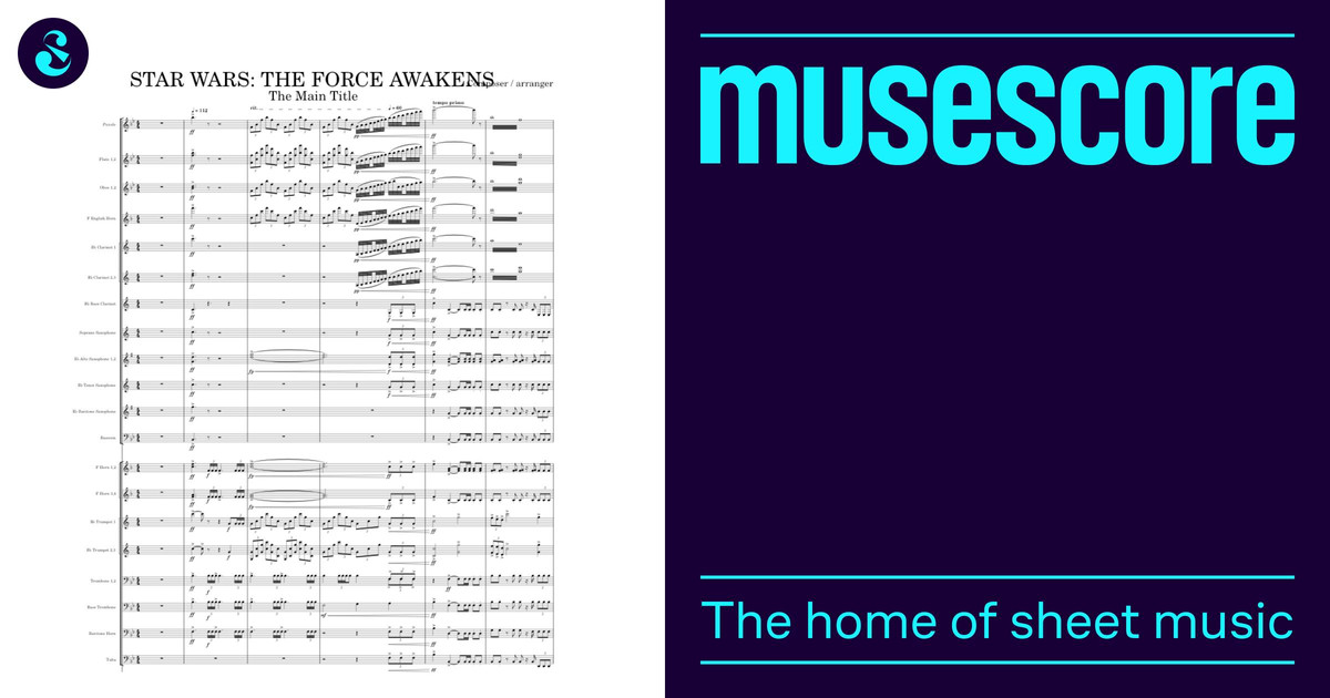 Star Wars: Force Awakens Sheet music for Trombone, Tuba, Flute, Oboe ...