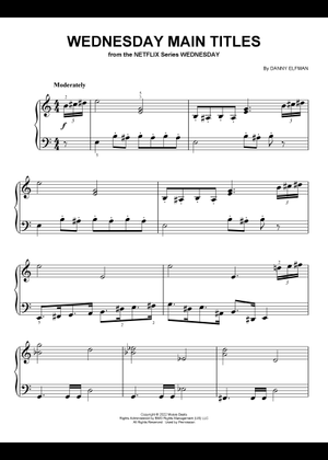 Wednesday Main Titles – Danny Elfman Sheet Music for Piano (Solo) Easy ...
