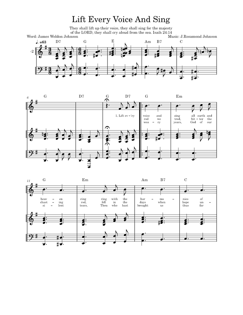 Lift Every Voice and Sing Sheet Music for Piano (Mixed Trio ...