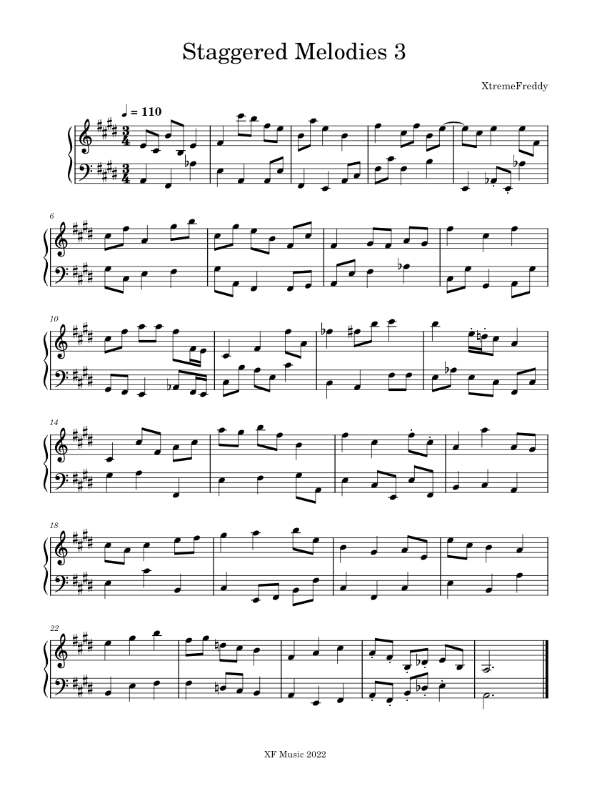 Staggered Melodies 3 Sheet music for Piano (Solo) Easy | Musescore.com