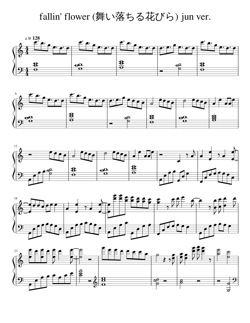 svt - fallin' flower (舞い落ちる花びら) jun ver. Sheet music for Piano (Solo ...