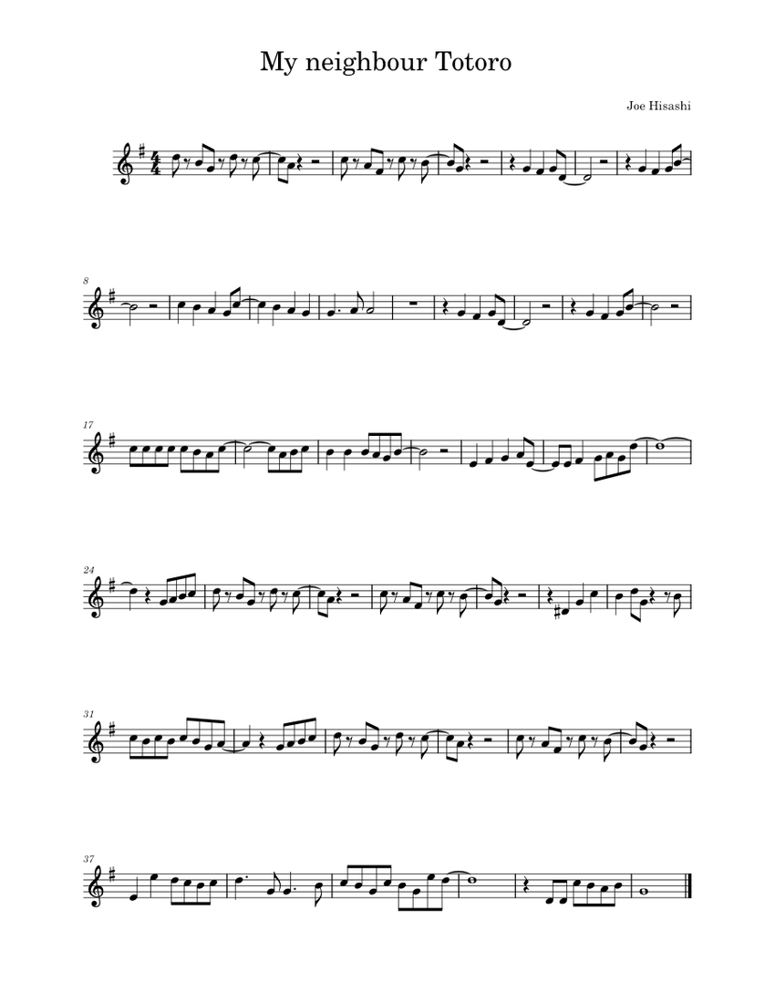 My Neighbor Totoro – Joe Hisaishi Sheet music for Violin (Solo) | Musescore.com