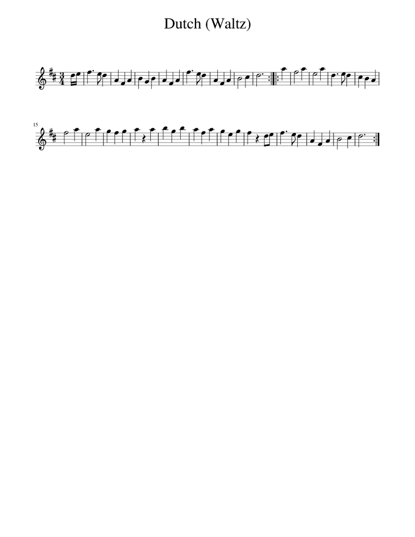Dutch (Waltz) Sheet music for Piano (Solo) Easy | Musescore.com