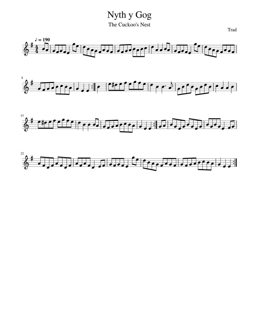 Traditional music - Nyth y Gog Sheet music for Piano (Solo) | Musescore.com