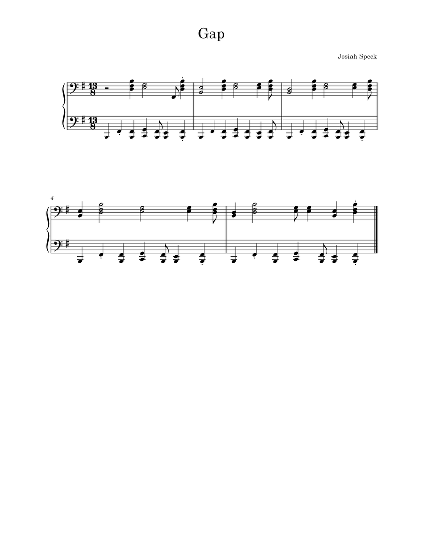 Gap - Josiah Speck Sheet music for Piano (Solo) Easy | Musescore.com