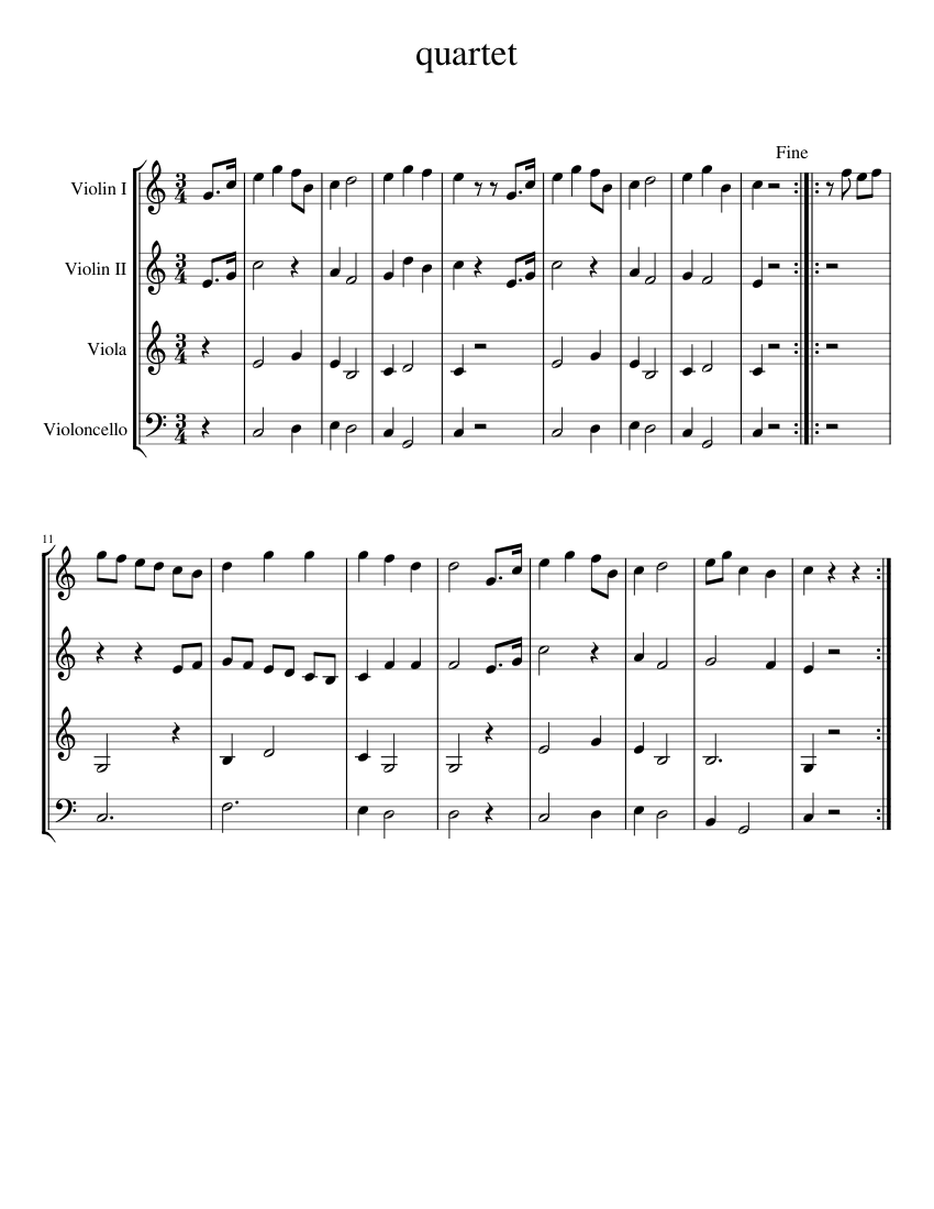 draft draft Sheet music for Violin, Viola, Cello (String Quartet ...
