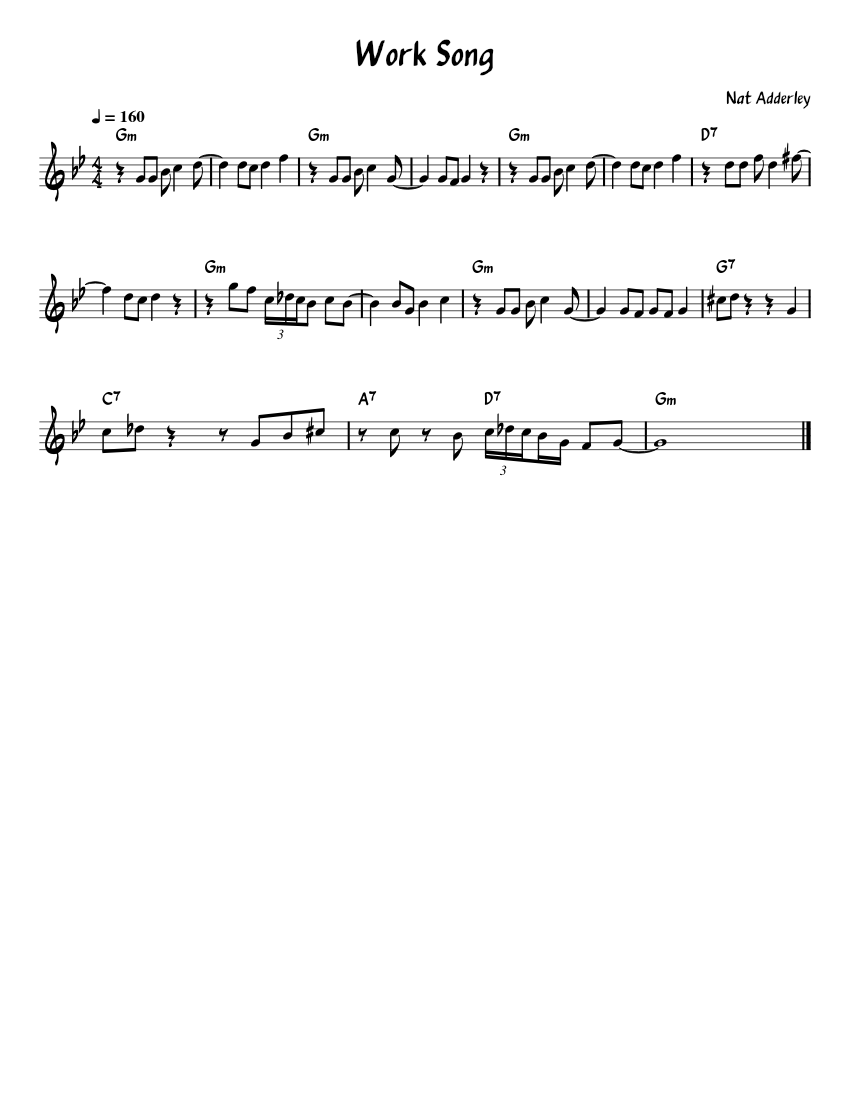 Work Song Sheet Music with Chords for Trumpet in b-flat (Solo ...