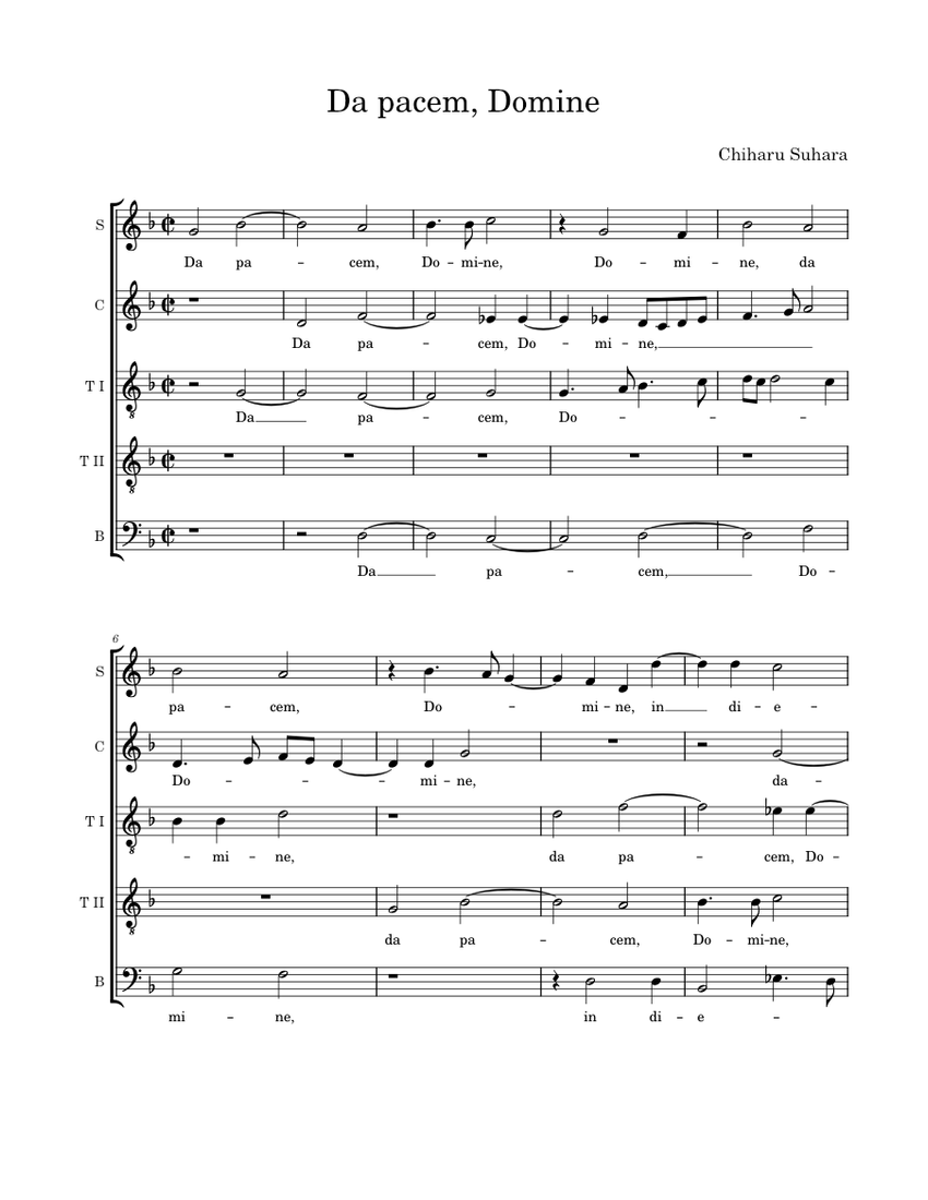 Da pacem, Domine Sheet music for Soprano, Alto, Tenor, Bass voice (A ...