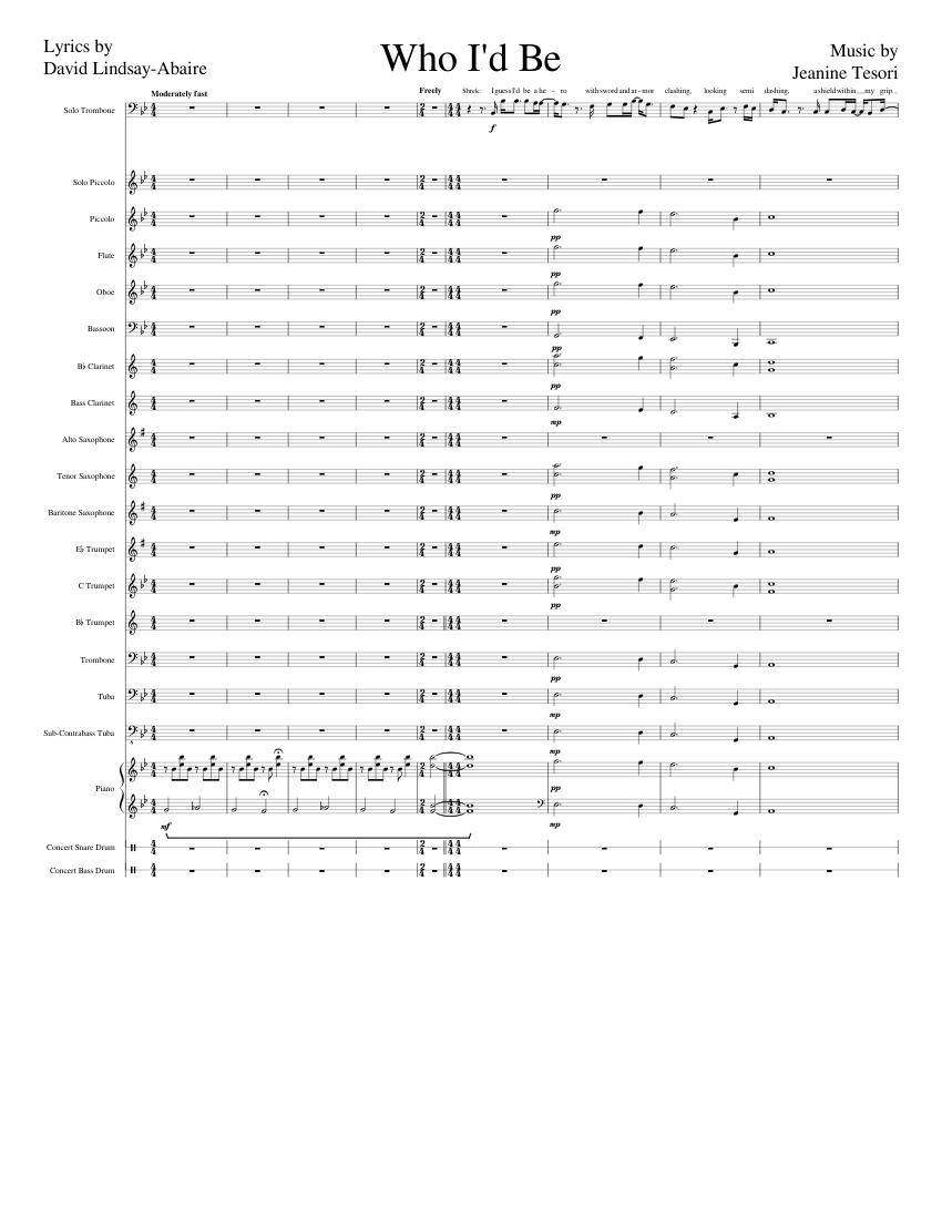 Who I'd Be - Shrek The Musical Sheet music for Piano, Trombone, Tuba ...