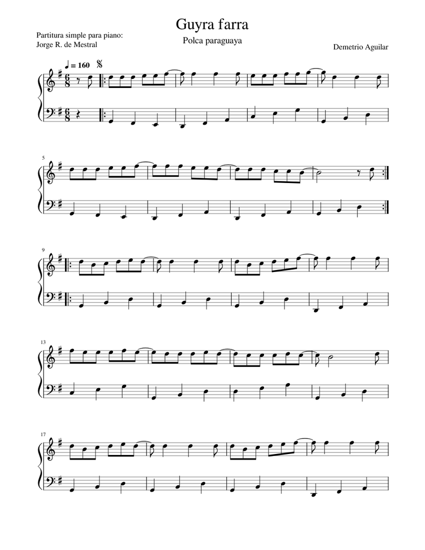 Guyra farra by Demetrio Aguilar Sheet music for Piano (Solo ...