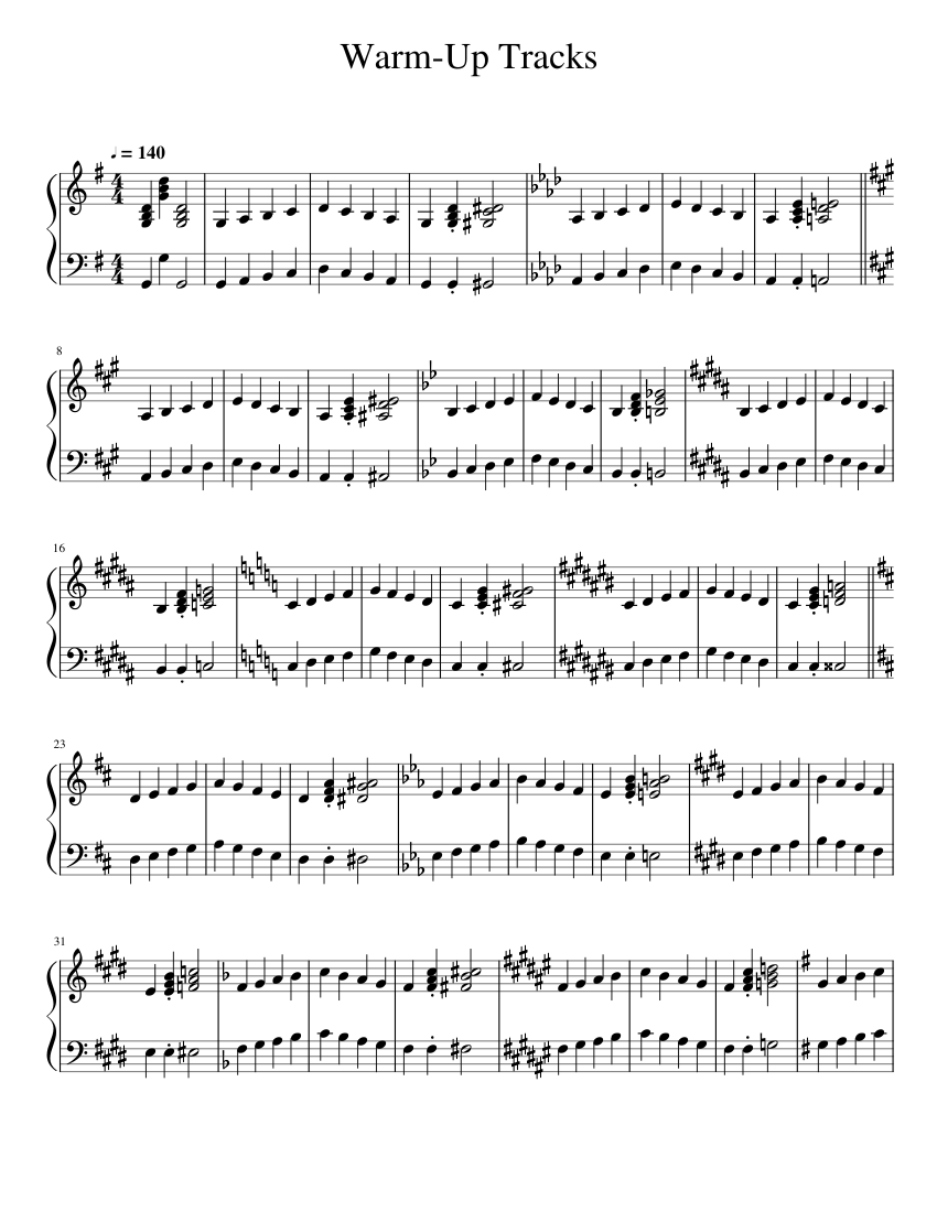 Warm-Up Tracks Sheet music for Piano (Solo) | Musescore.com