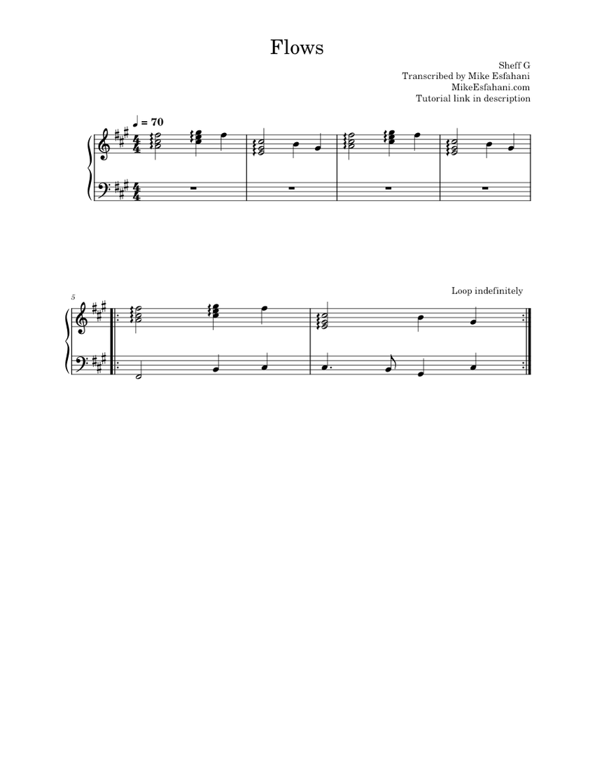 Flows - Sheff G Sheet Music for Piano (Solo) Easy | MuseScore.com