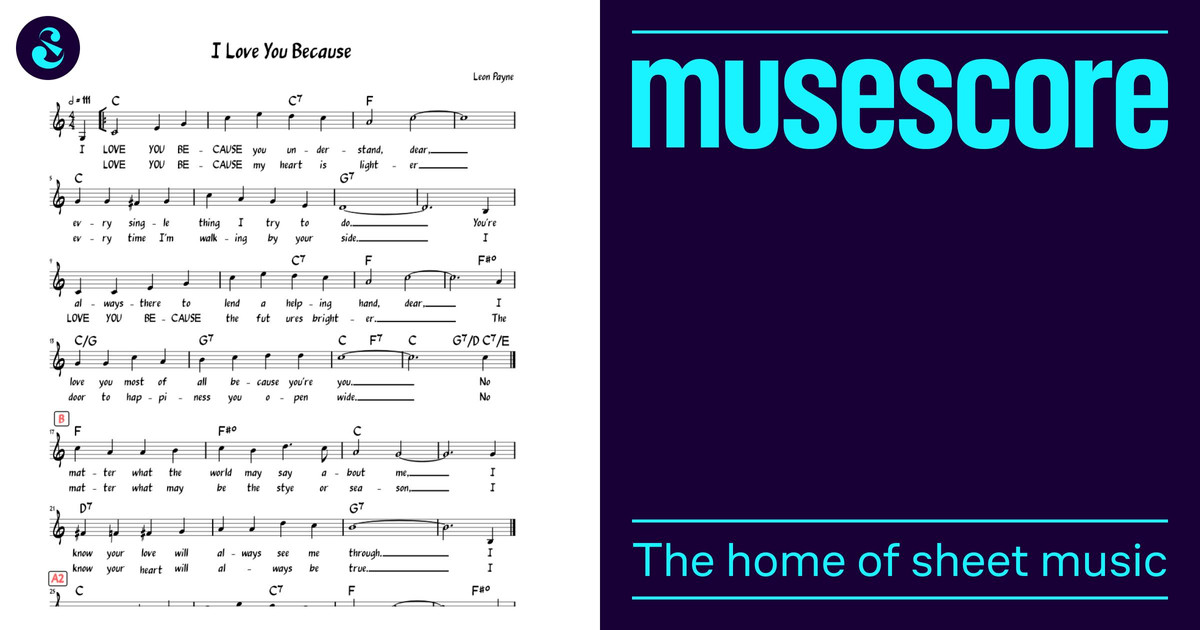 I Love You Because (Lead sheet with lyrics ) Sheet Music with Chords ...