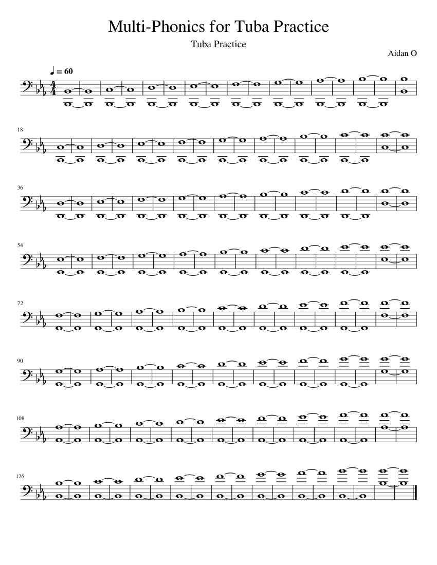 Multi-Phonics for Tuba Practice Sheet music for Tuba (Solo) | Musescore.com
