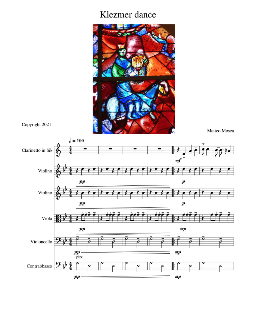 Klezmer dance Sheet music for Clarinet in b-flat, Contrabass, Violin ...