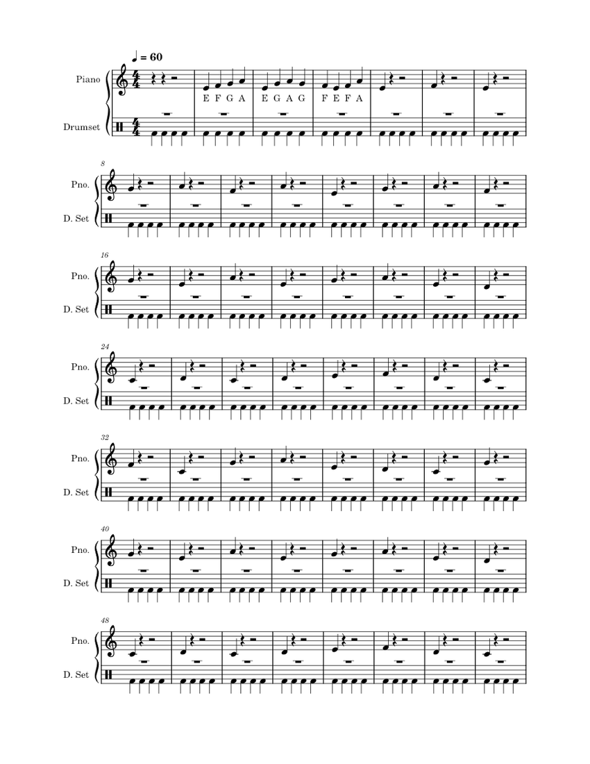 First 5 note - C - D - E - F - G Sheet music for Piano, Drum group ...